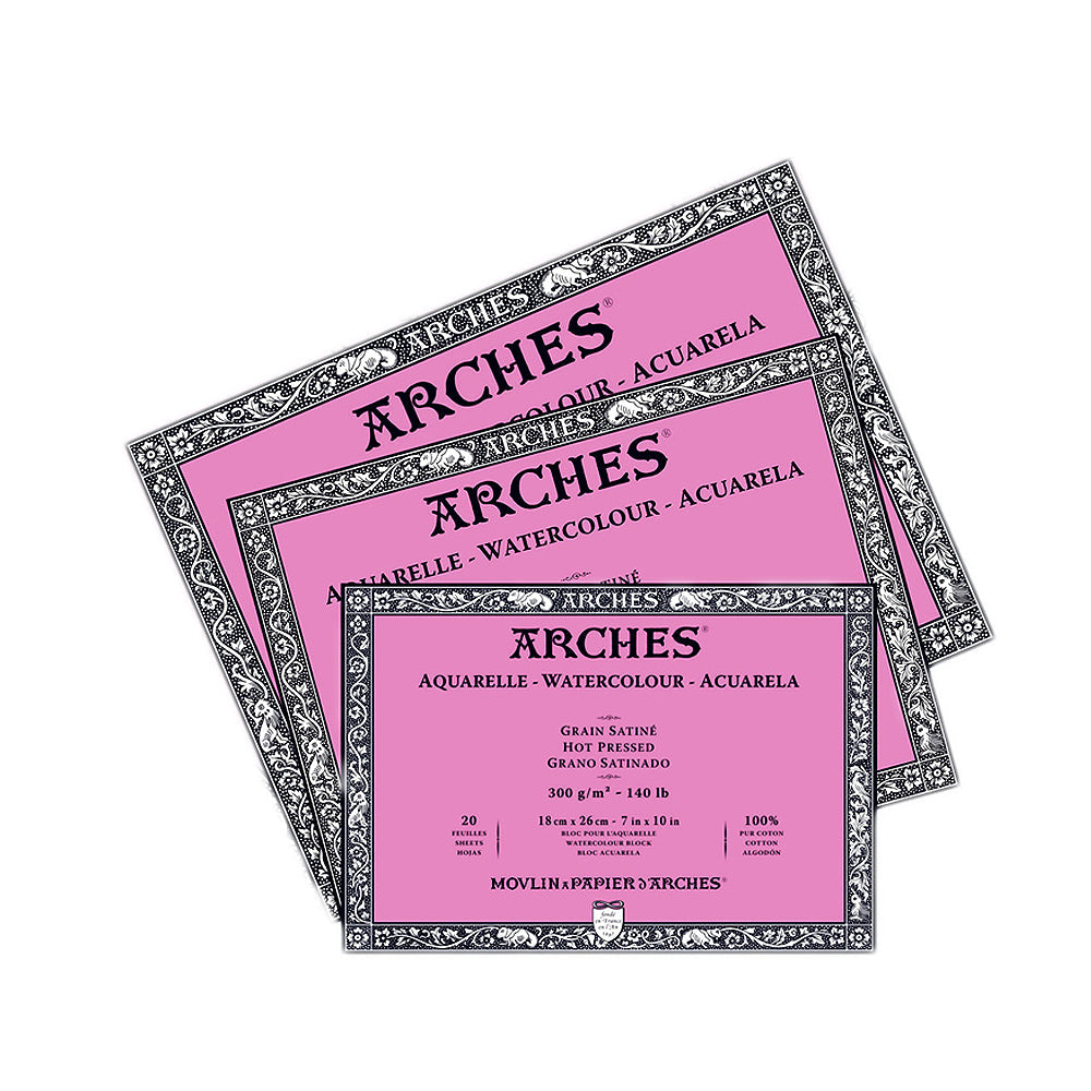 Arches Watercolor Paper Pad, Hot Pressed, 300 gsm, 100% Cotton, 20 She ...